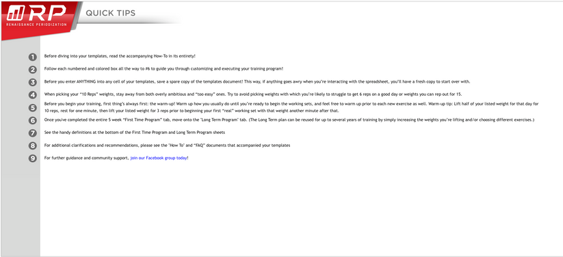 Simple Training Template – RP Strength